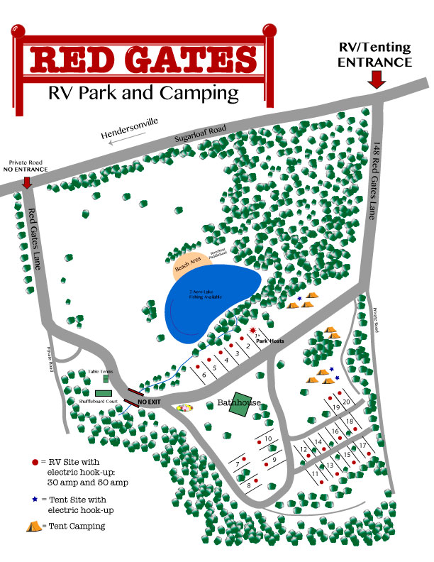 Site Map | Red Gates RV Park – Hendersonville, NC